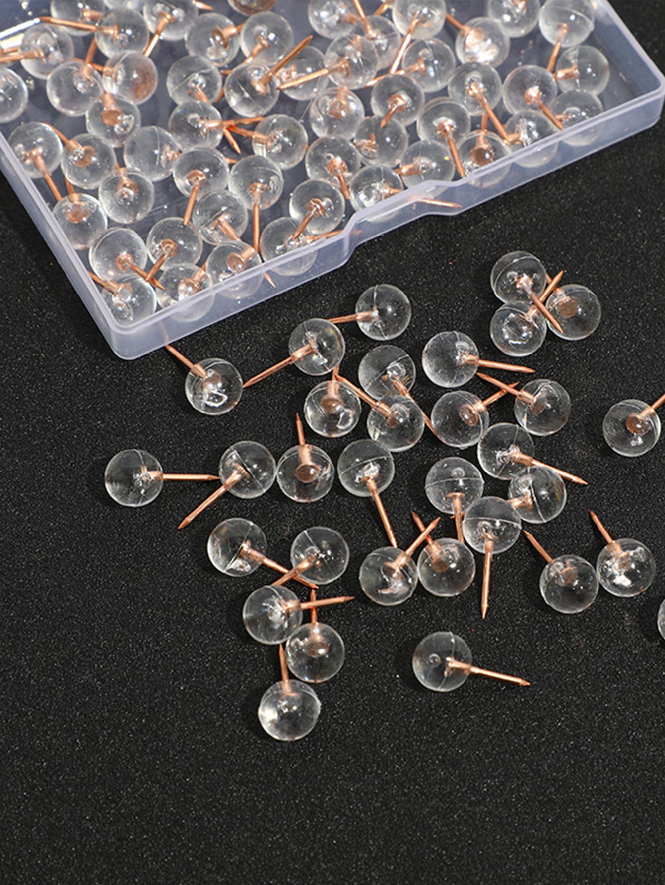 1box Clear Bead Decor Pushpin, Simple Multi-purpose Pushpin For School ...