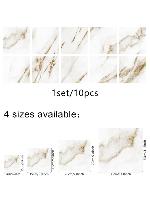 10pcs/set PVC Floor Sticker, Modern Marble Print Removable Peel Stick ...