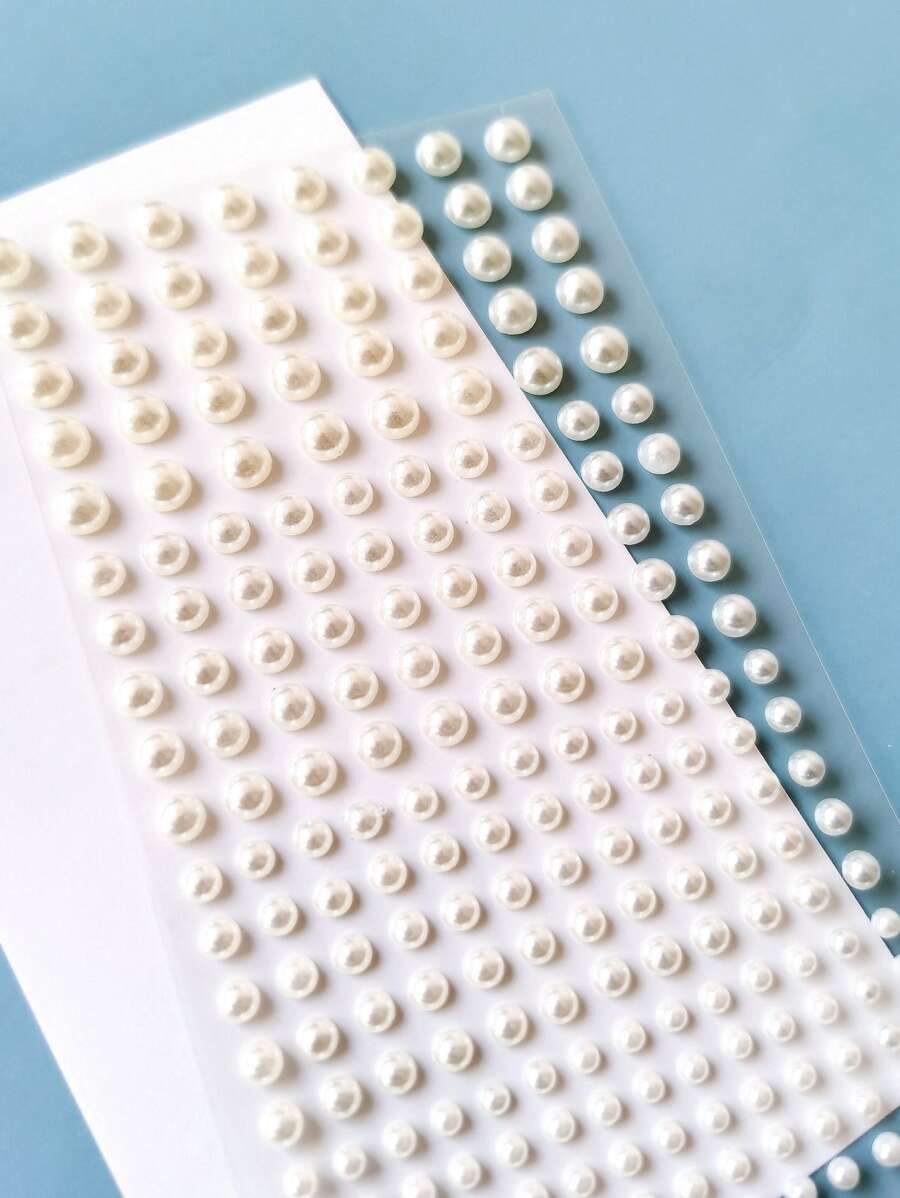 1pc White Faux Pearl Assorted Sticker, Simple Multi-purpose Sticker For ...