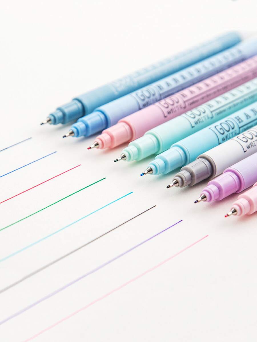 8pcs/Set Style Extra Fine 0.4mm Tip Colored Neutral Pens | SHEIN Singapore