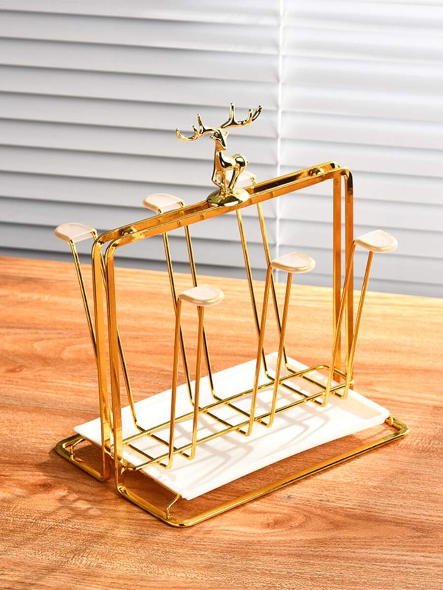 1pc Iron Cup Sink Drying Rack, Modern Elk Decor Over The Sink Cup Rack ...