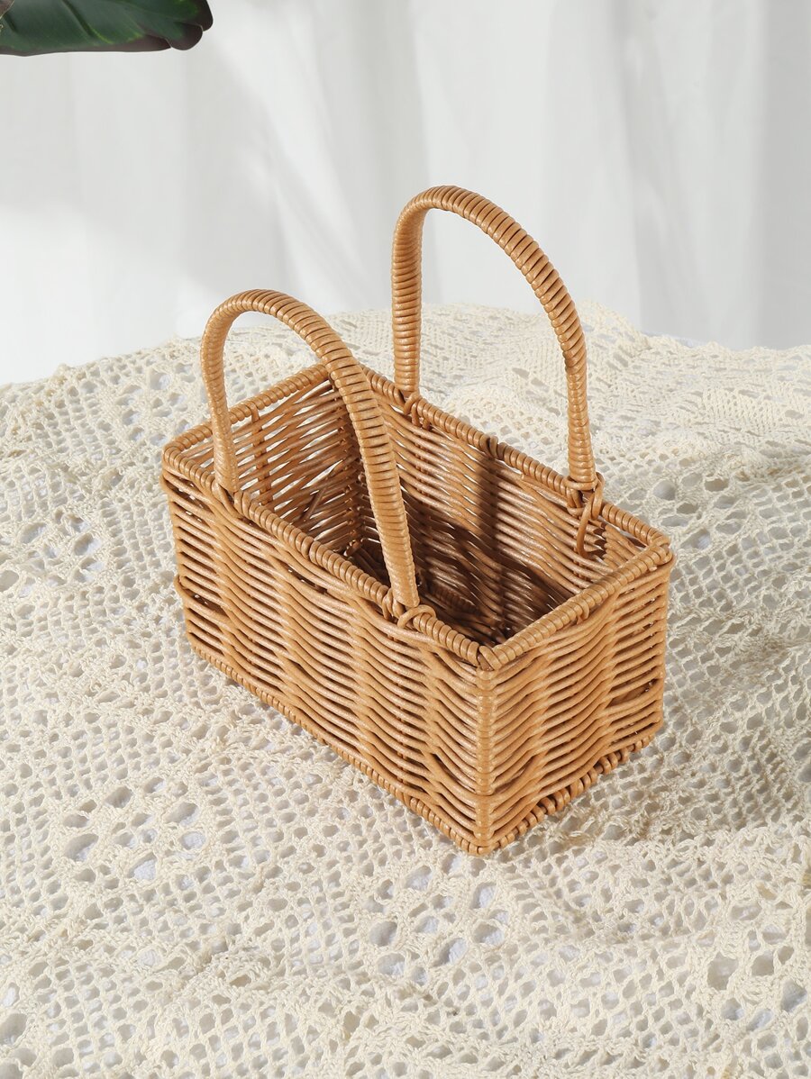 1 Plain Rattan Woven Hand-Held Basket For Pastoral Flower Arrangement ...