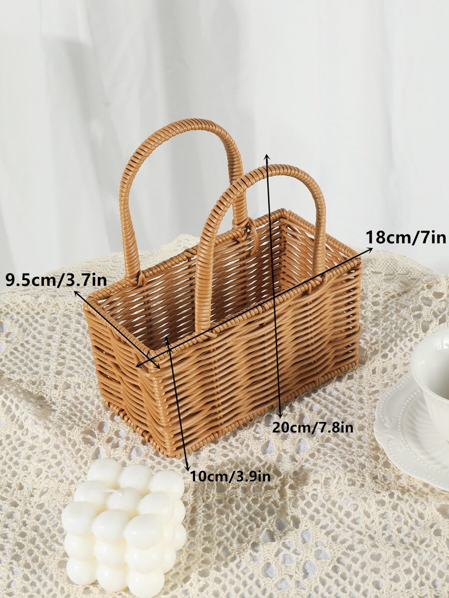1 Plain Rattan Woven Hand-Held Basket For Pastoral Flower Arrangement ...