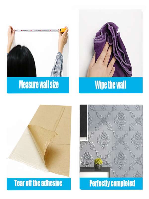 1pc 3D Grey Self-adhesive Wallpaper, Self-adhesive, Home Strong Paste ...