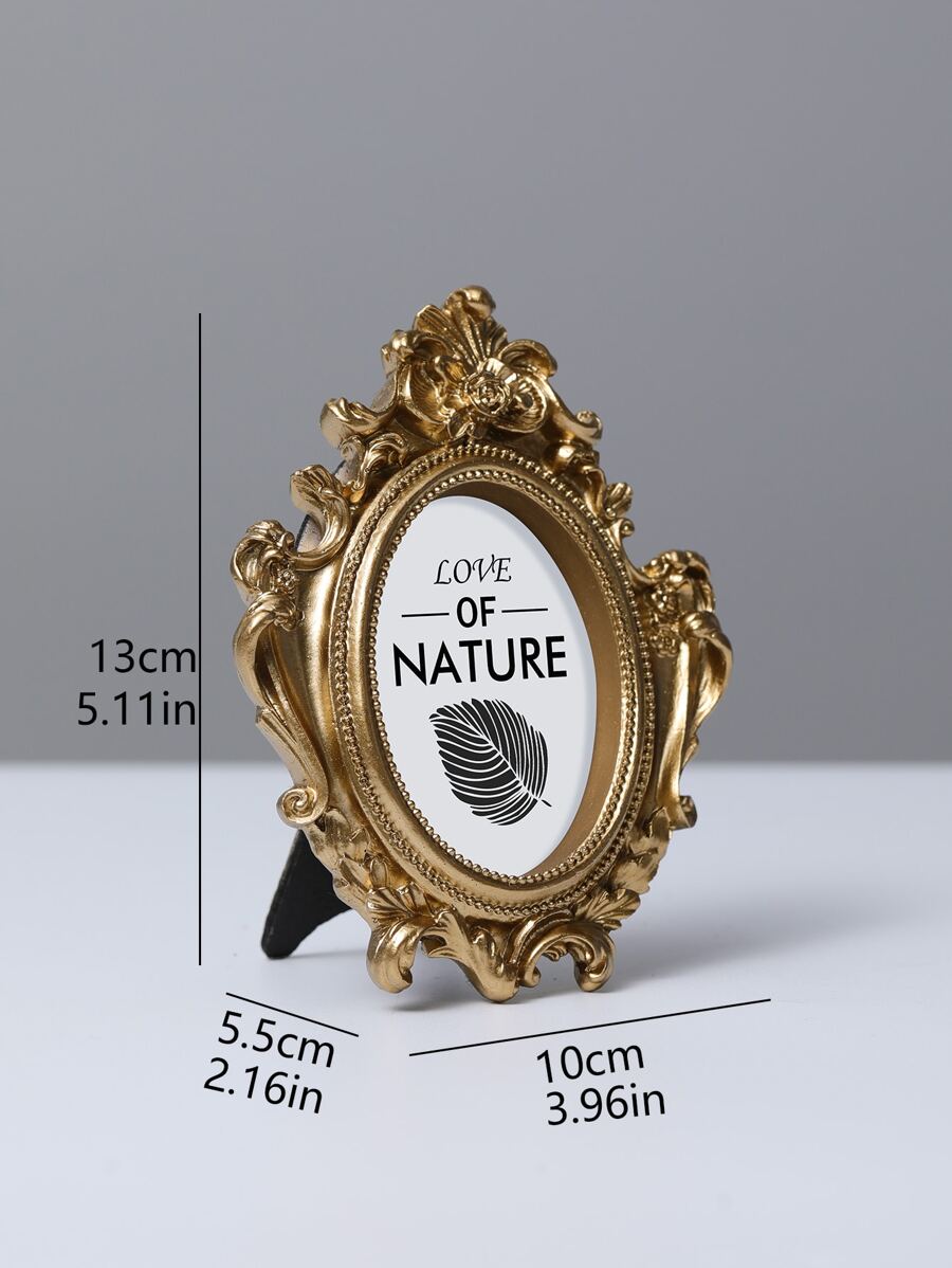 1pc Vintage Photo Frame, Gold Mini European Retro Embossed Photo ...