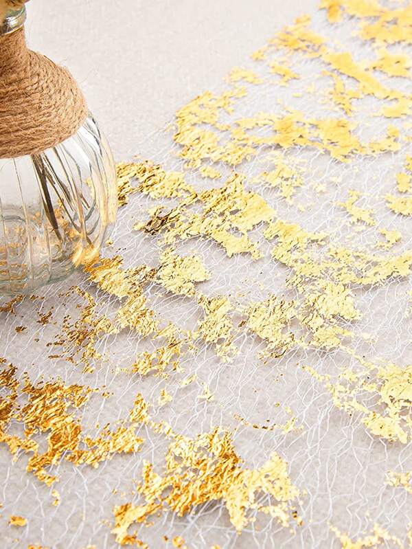 Metallic Disposable Table Runner, Gold Fiber Mesh Kitchen Table Runner ...