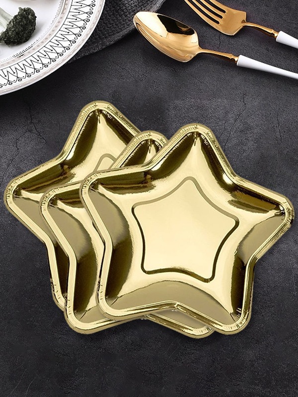 10pcs/set Paper Disposable Plate, Star Shaped Disposable Dinner Plate ...