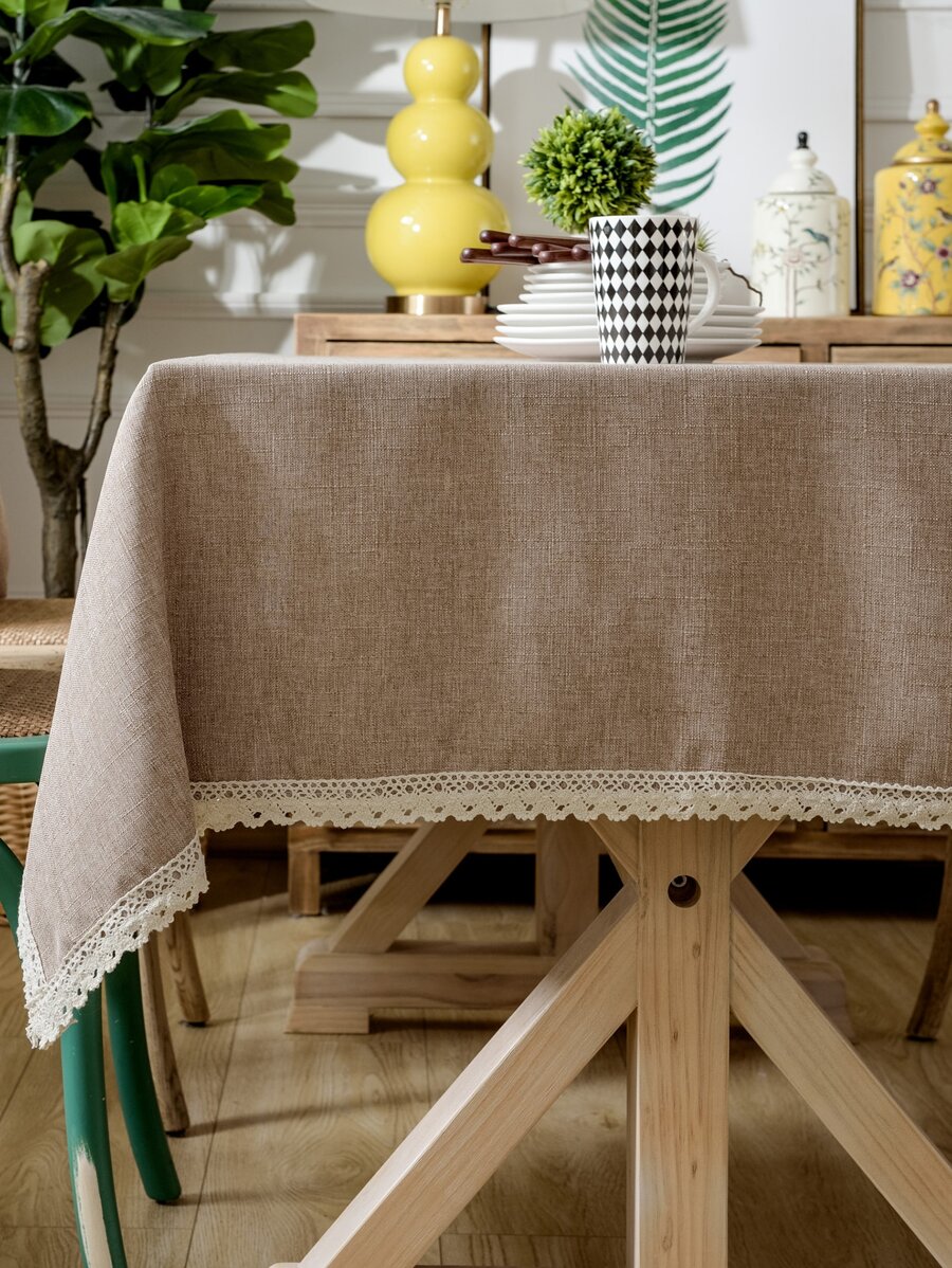 Plain Lace Trim Tablecloth | SHEIN USA