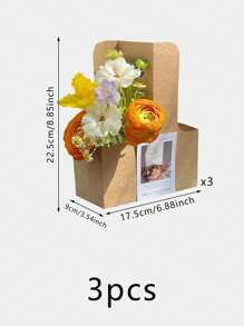 3pcs Plain Gift Box, Khaki Paper Flower Wrapping Box For Party | SHEIN USA