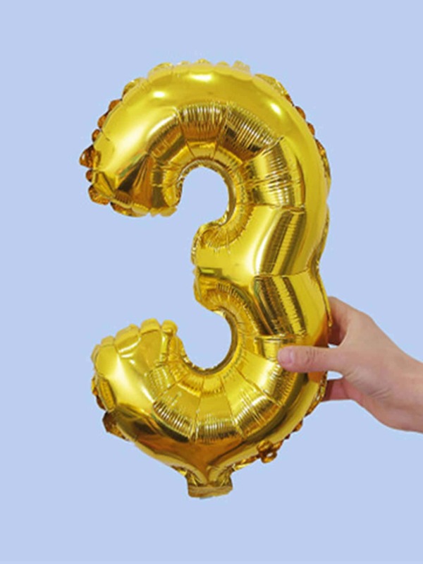 1pc Golden Decorative Number Balloon, Simple PE Decorative Balloon For ...