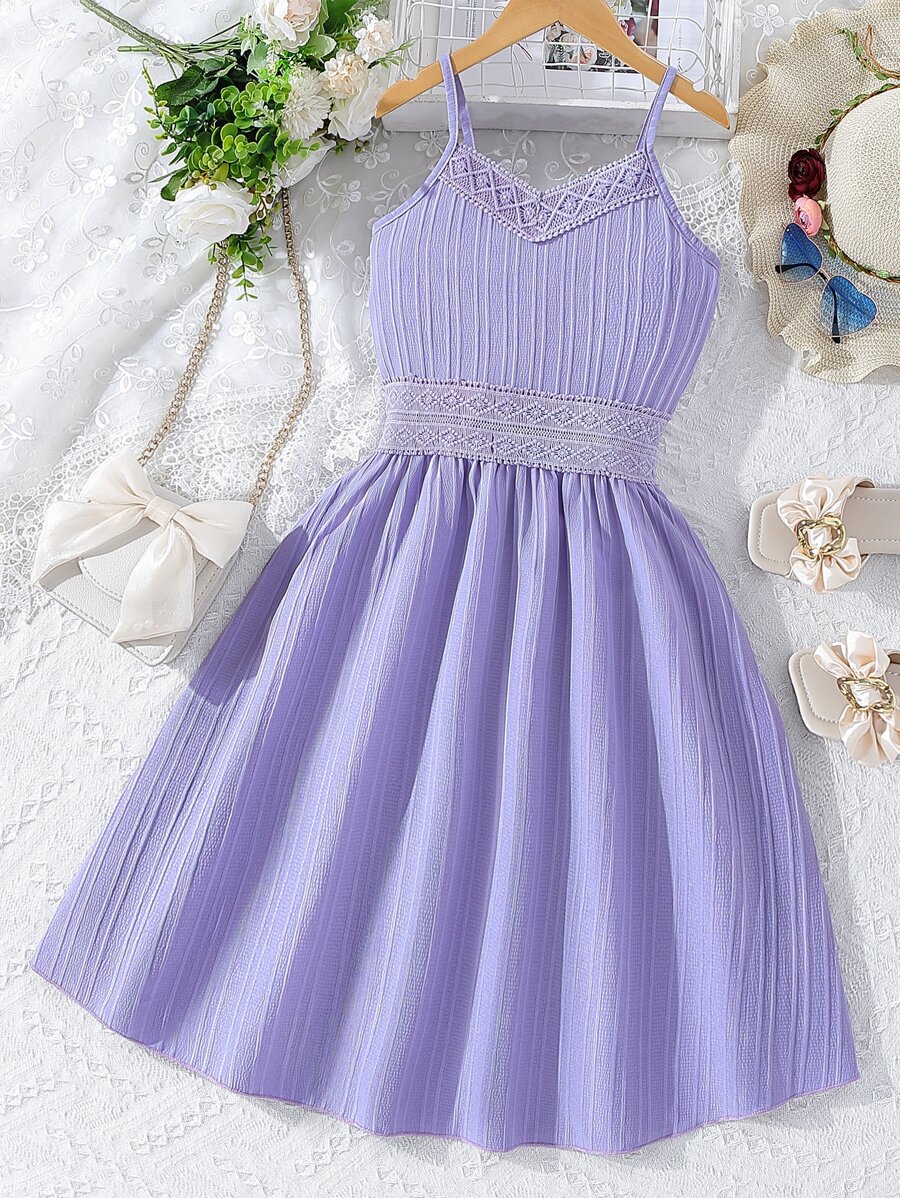 Tween Girl Contrast Lace Cami Dress | SHEIN USA Tween Girl Contrast Lace Cami Dress | SHEIN USA