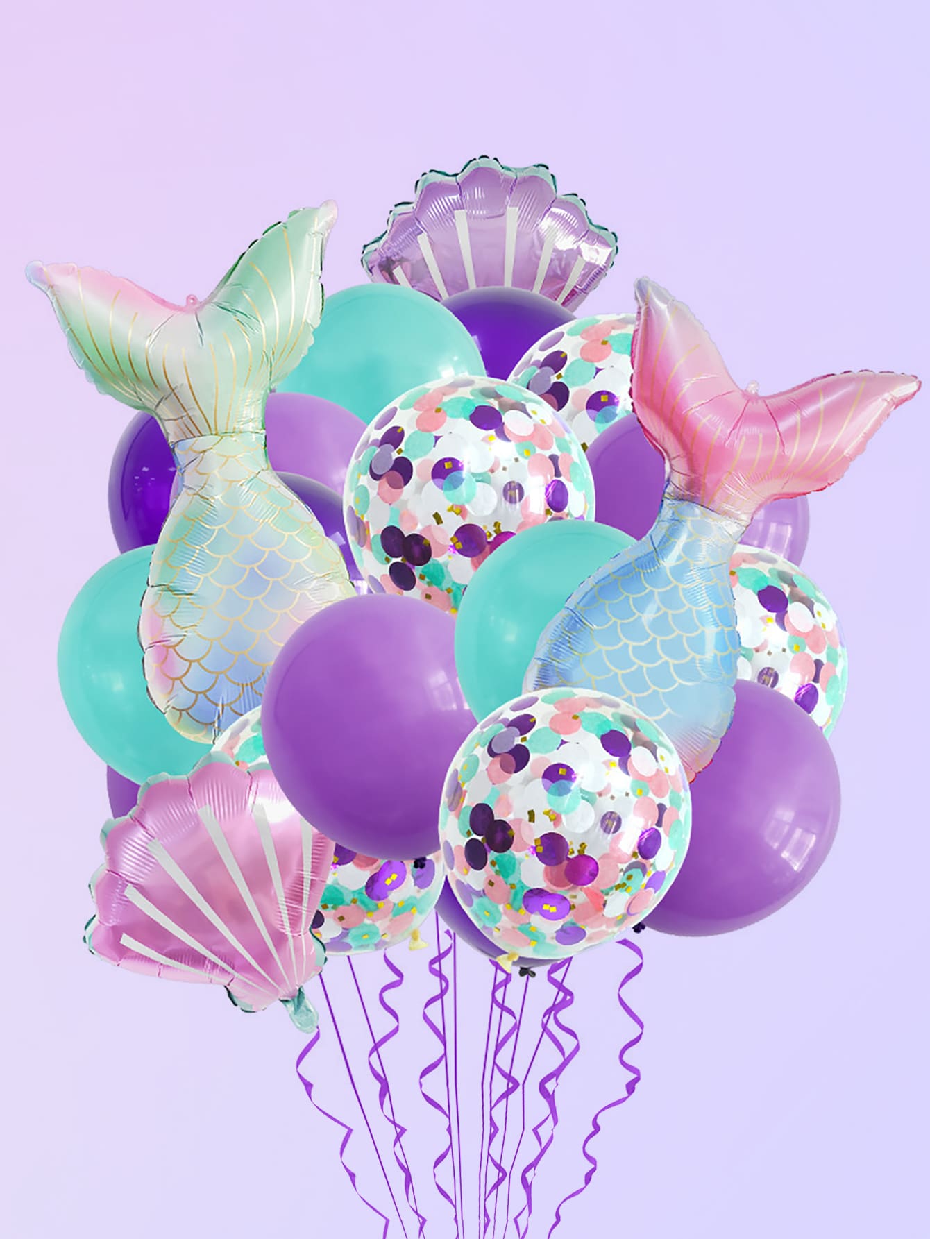 22pcs Mermaid Tail Themed Party Balloons, Cartoon Aluminum Foil ...