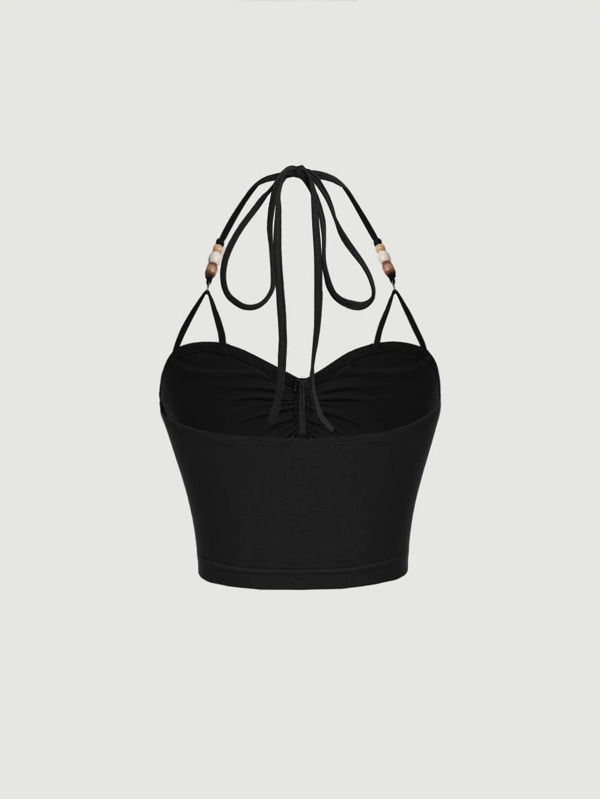 Shein Mod Ruched Bust Tie Backless Halter Top Shein Usa