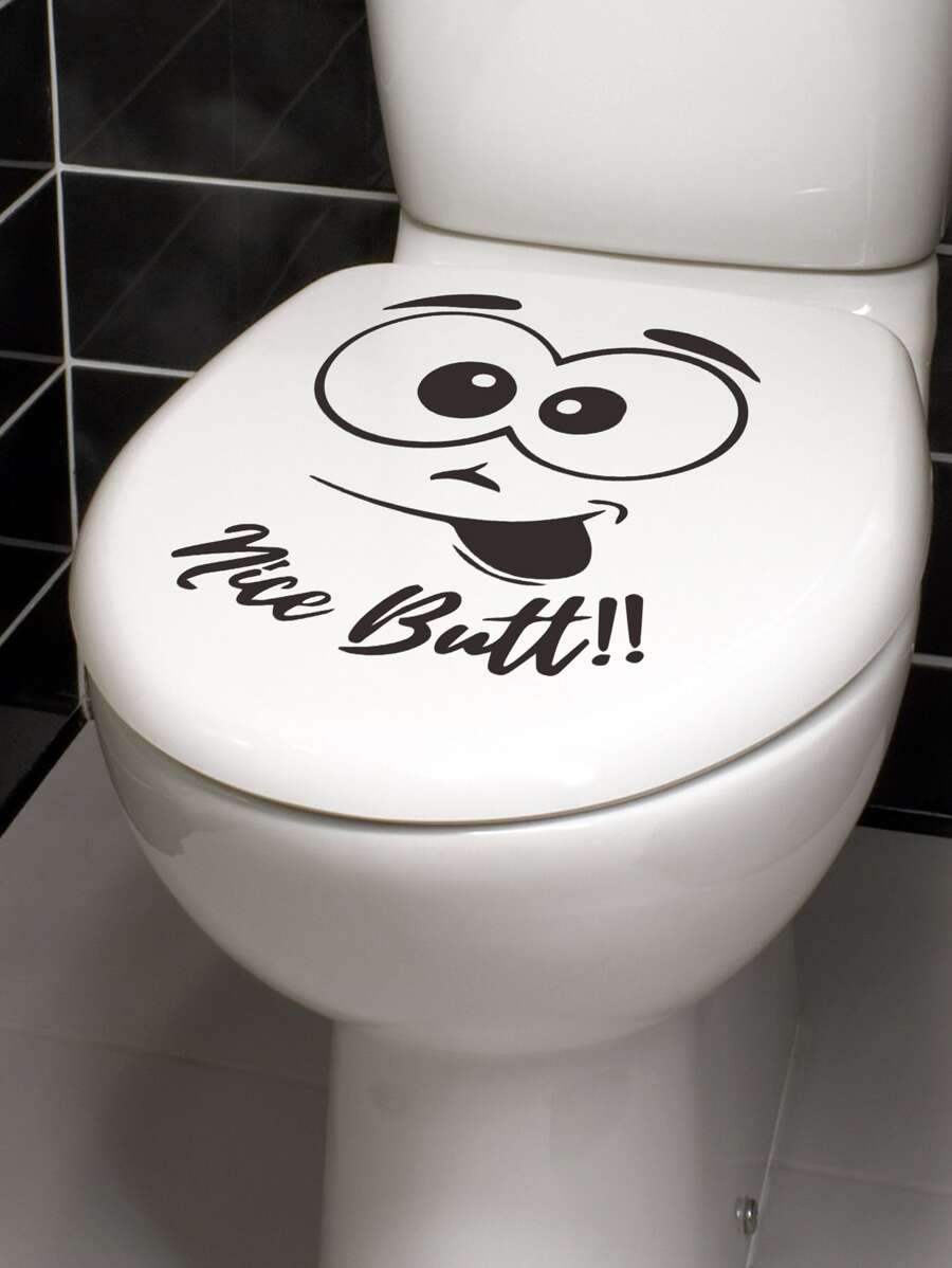 1pc Funky Face Shaped Toilet Lid Decal, Cute Toilet Decorative Sticker ...