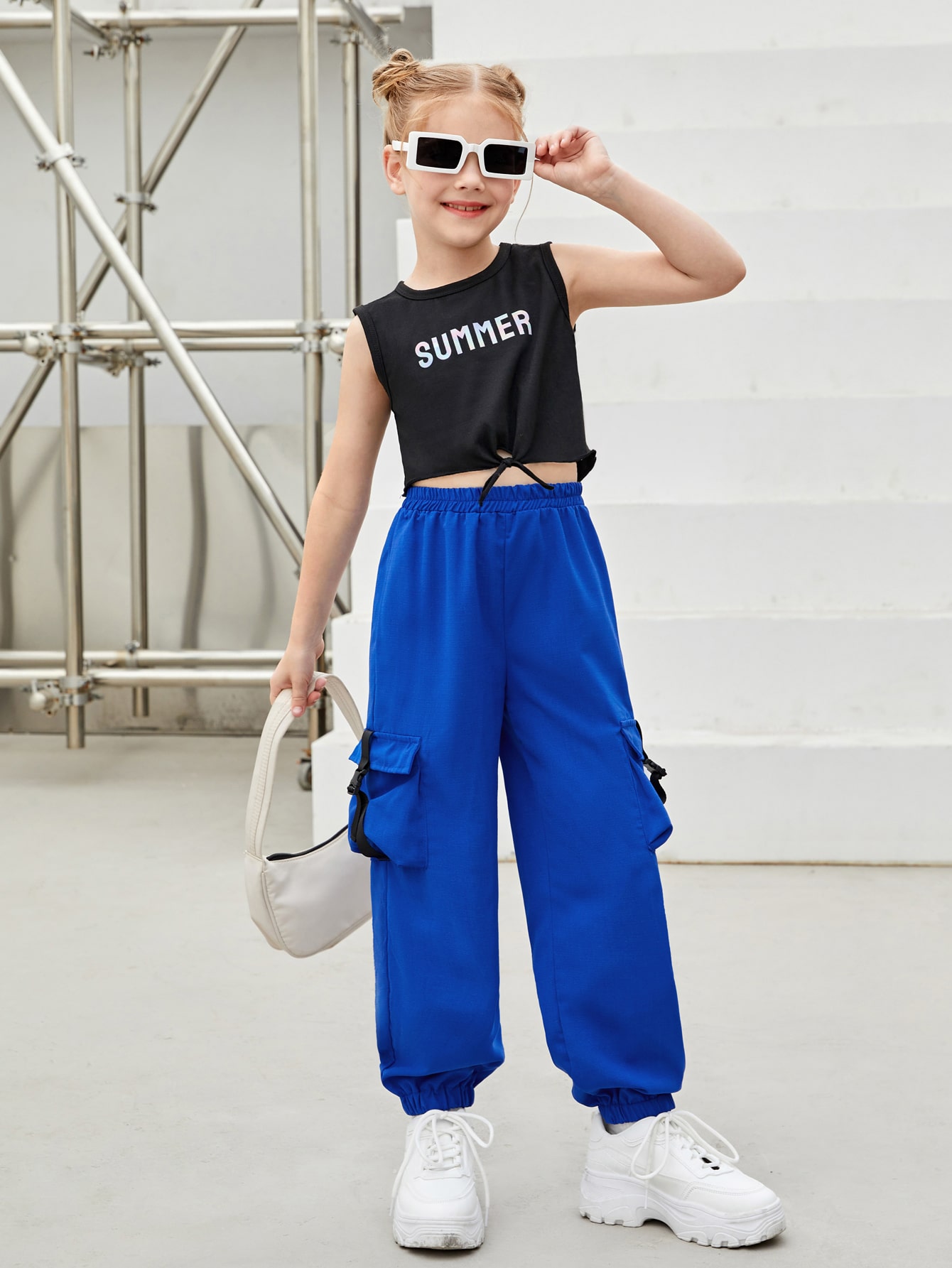 SHEIN Kids HYPEME Pantalones de niñas Bolsillo Liso Casual | Moda de ...