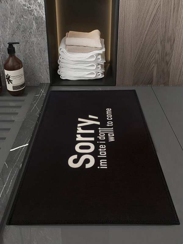 1pc Slogan Graphic Bath Rug | SHEIN UK
