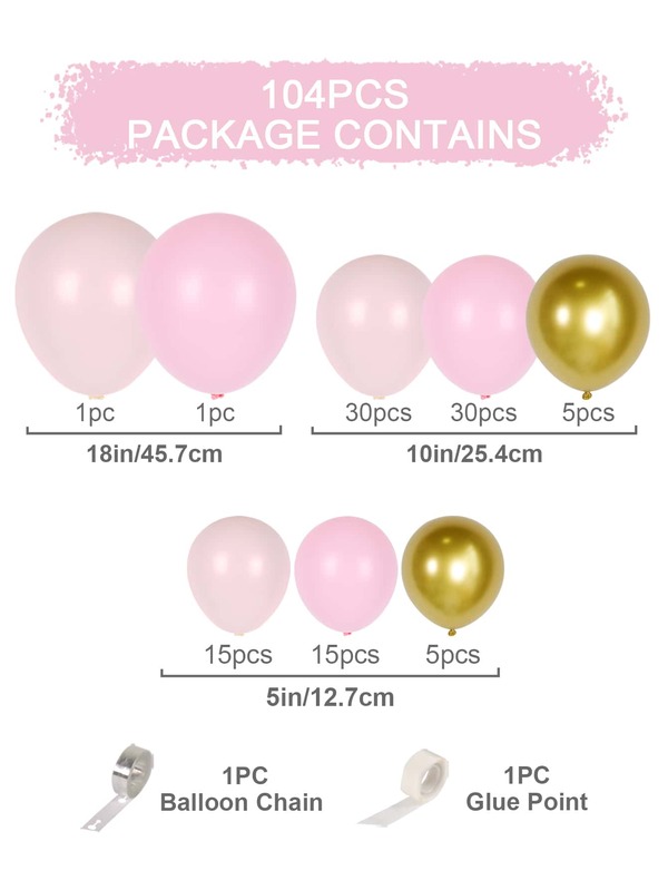 104pcs Pink & Gold Balloon Garland, Modern Decorative Balloon For Party ...