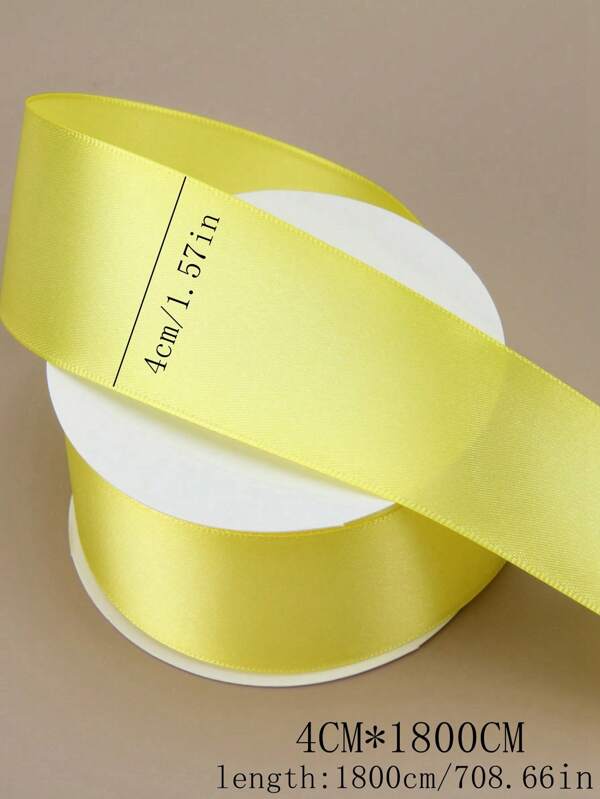 1roll Polyester Gift Wrap Ribbon, Minimalist Yellow Gift Wrapping ...
