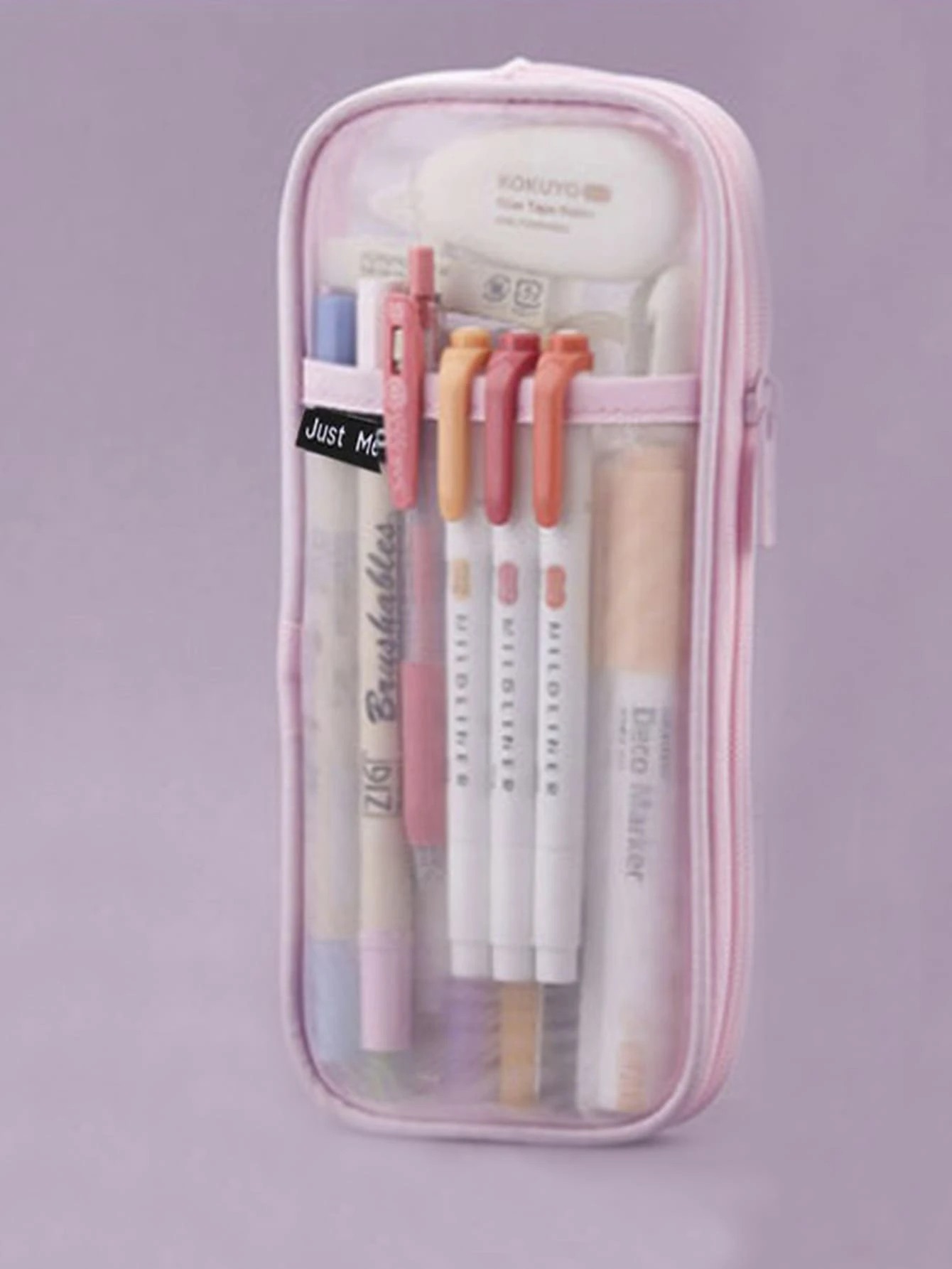 1pc Solid Color Mesh Stationery Bag, Simple Portable Pen Bag For School ...