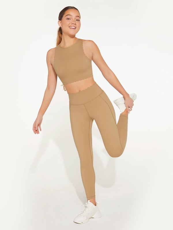 GLOWMODE 24" Scalloped Curved Seam Leggings | SHEIN USA