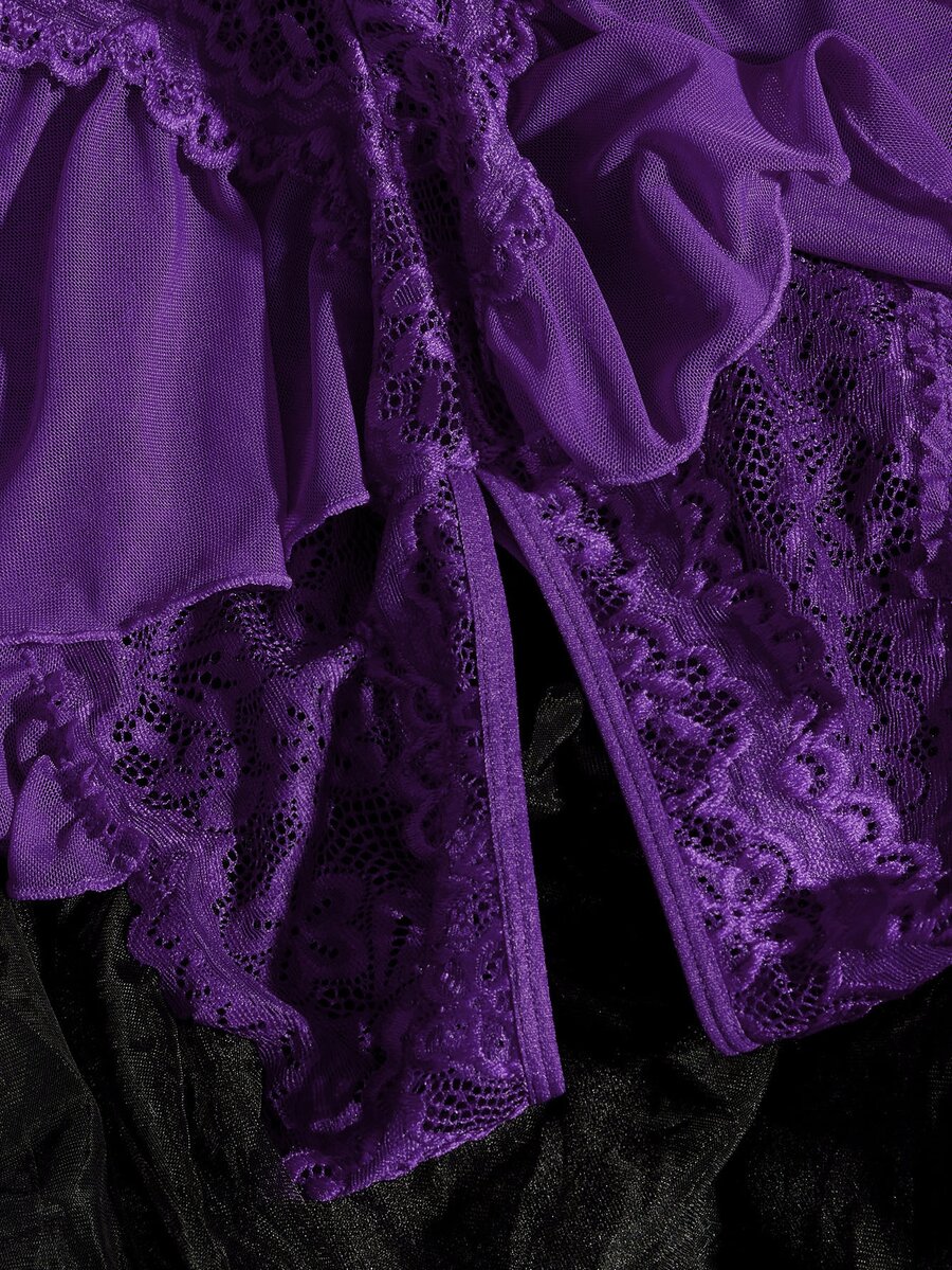 Classic Sexy Plus Contrast Lace Mesh Halter Teddy Bodysuit | SHEIN USA