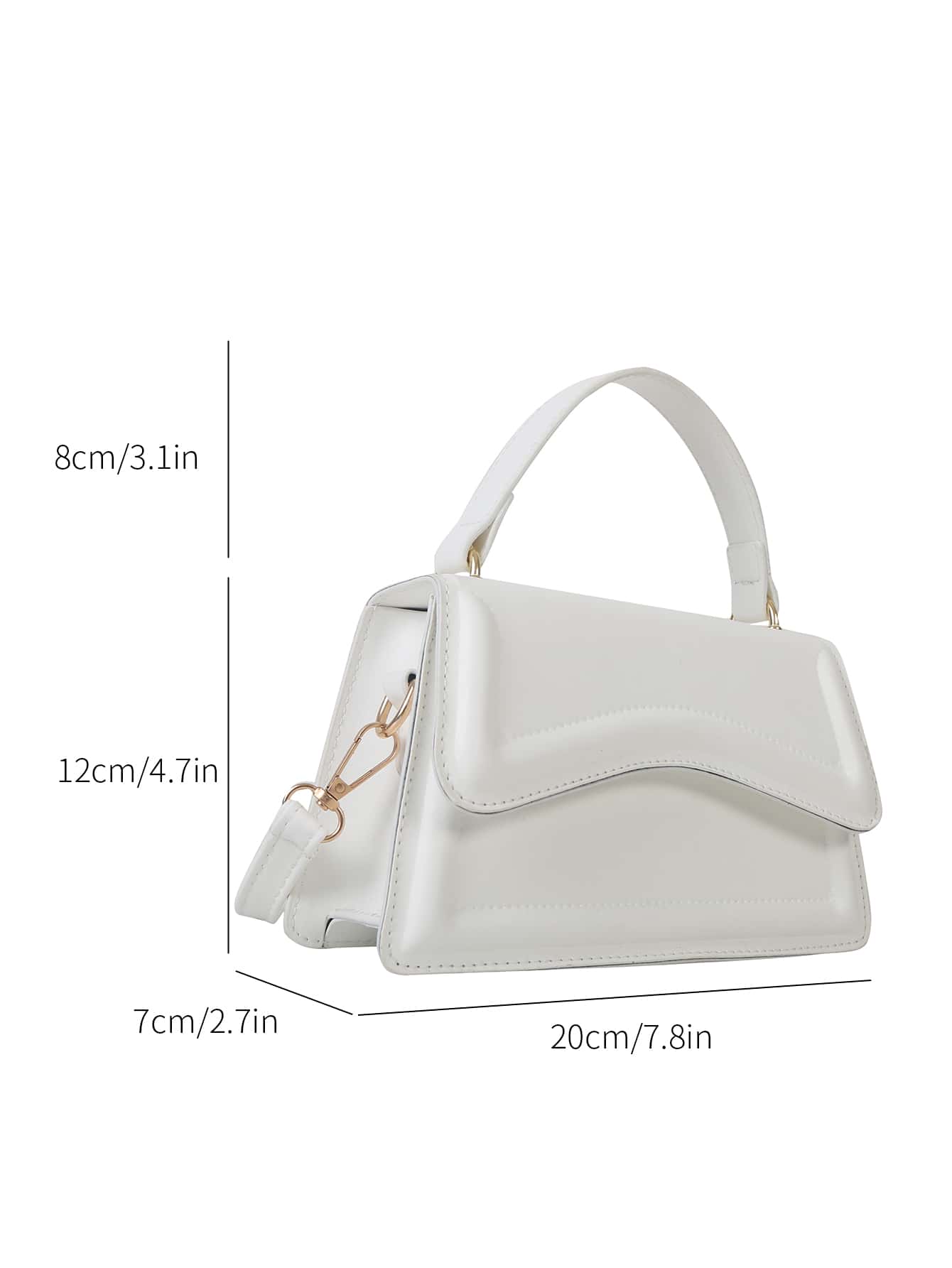 Mini Square Bag Solid White Top Handle Flap Design Solid Color Handbag ...