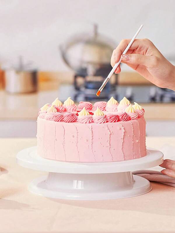 1pc PP Revolving Cake Stand, Minimalist White Cake Stand For Baking ...