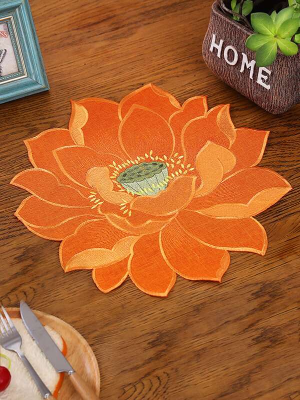 1pc Lotus Shaped Table Mat, Polyester Coaster For Dining Table | SHEIN USA