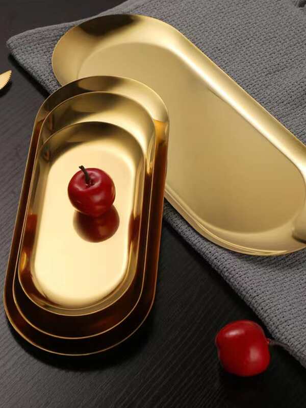 1pc S/m/l Korean Gold Stainless Steel Round Plate For Barbecue Shop ...