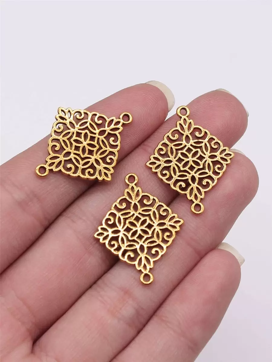 12pcs/set Bohemian Hollow Out Rhombus DIY Jewelry Making Connector For ...