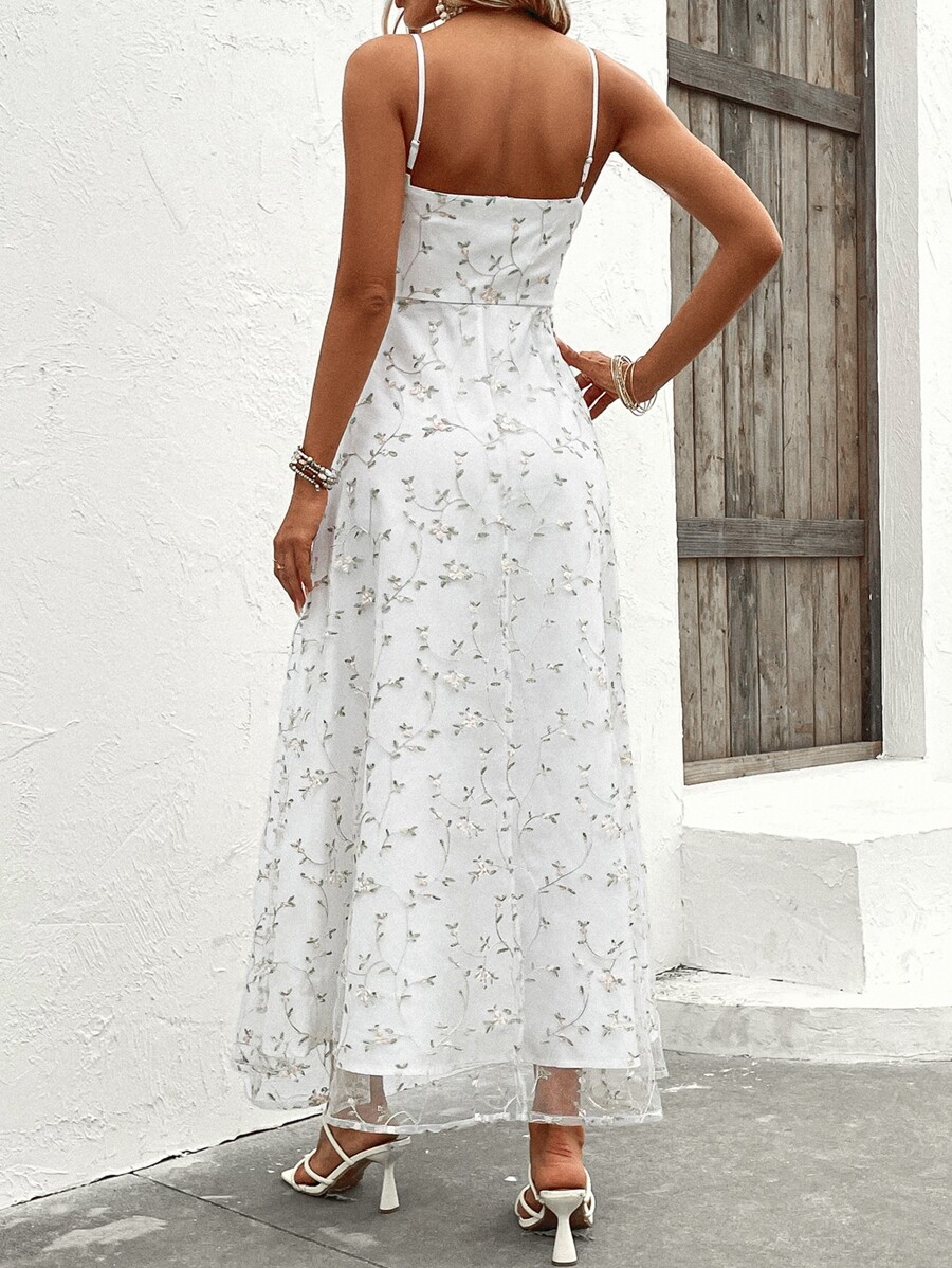 Shein Vcay Ditsy Floral Print Mesh Overlay Cami Dress Shein Usa
