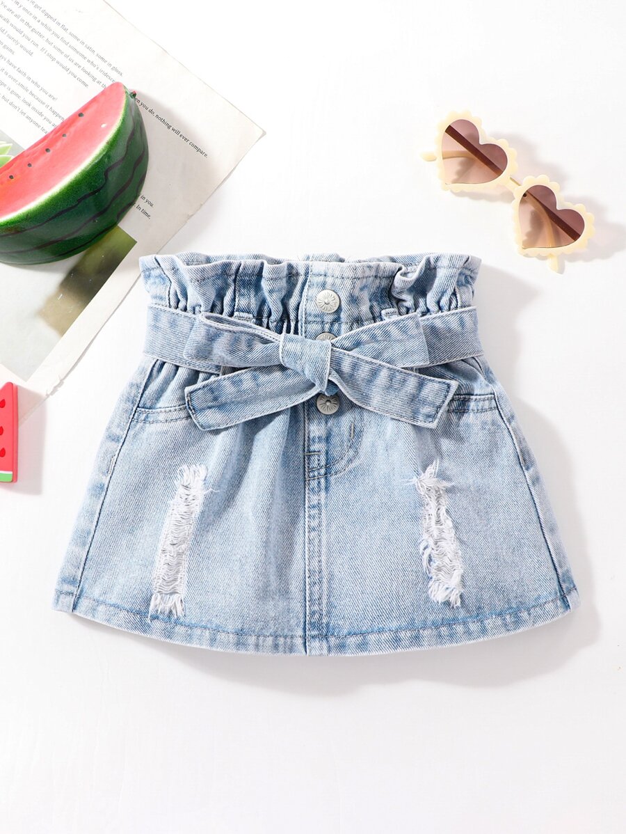 Baby Girl Simple Daily Boho Street Casual Paperback Destroy Raw Hem ...