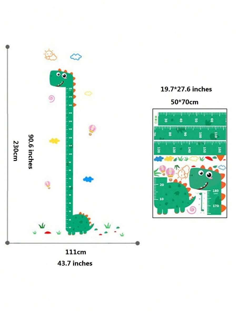 1pc PVC Growth Chart Decal, Cute Cartoon Dinosaur & Cloud Pattern ...