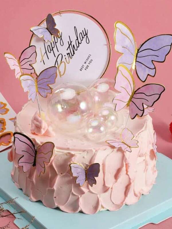 20pcs Mixed Color Butterfly Design Cake Top Decoration, Modern Paper ...