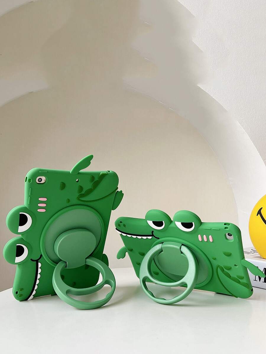 Green 1PC Lovely Dinosaur Design Silicone Tablet Case With 360 Rotating ...