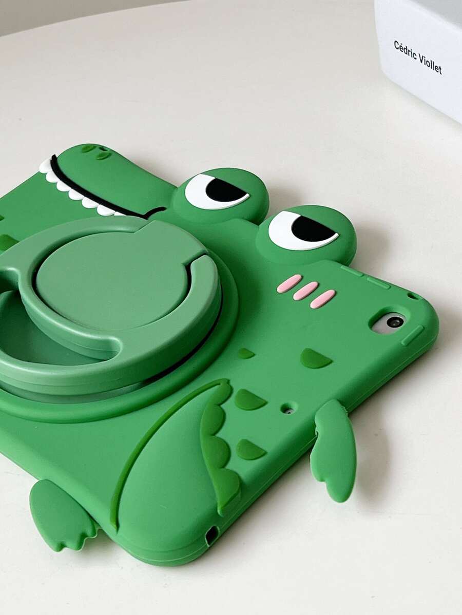 Green 1PC Lovely Dinosaur Design Silicone Tablet Case With 360 Rotating ...