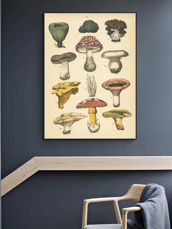 1 pieza de pintura sin marco con patrón de setas, pintura de arte de ...