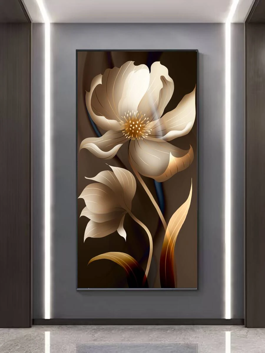 1pc Floral Pattern Unframed Painting, Modern Chemical Fiber Wall Art ...