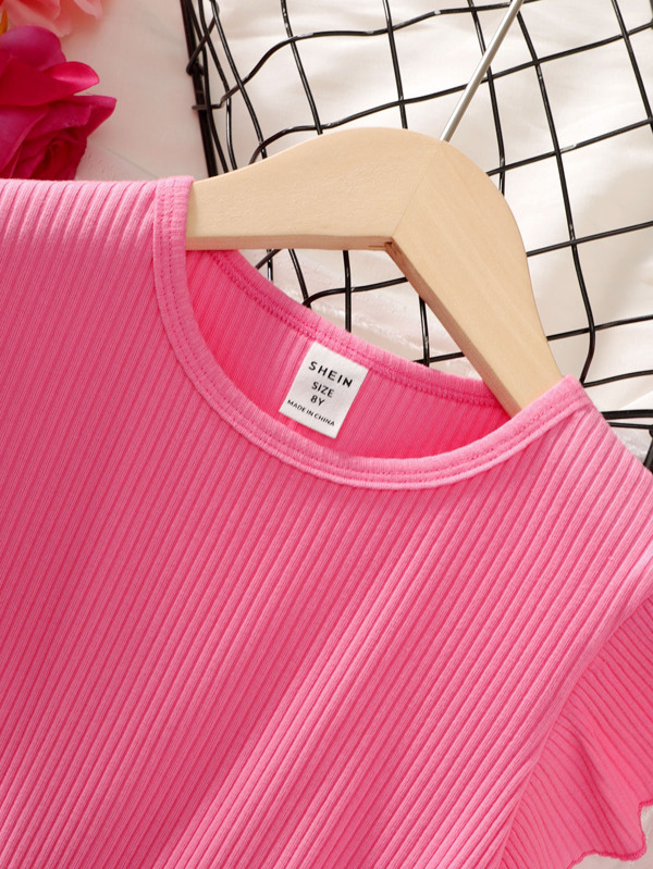 SHEIN Kids FANZEY Girls Floral Print Ruffle Trim Belted Dress | SHEIN USA