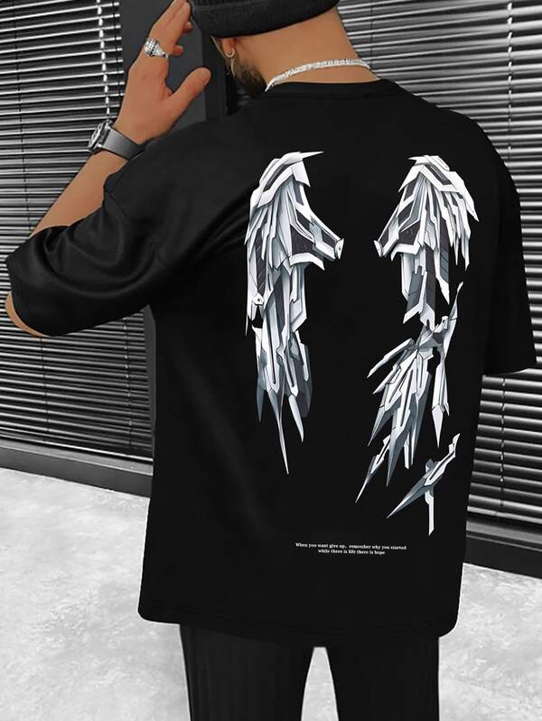 Manfinity EMRG Men Wings & Slogan Graphic Tee | SHEIN USA