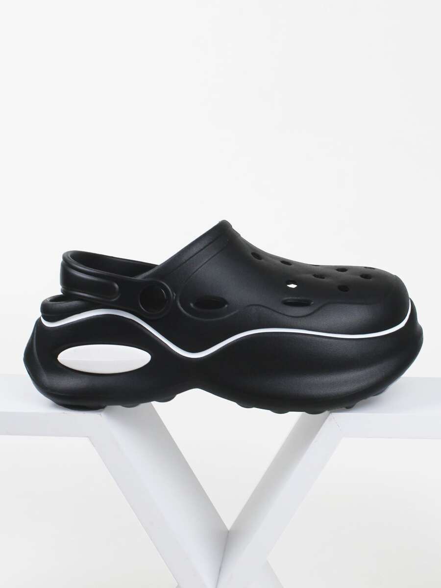 Women Hollow Out Design Slingback Clogs, Cool Black EVA Vented Clogs ...