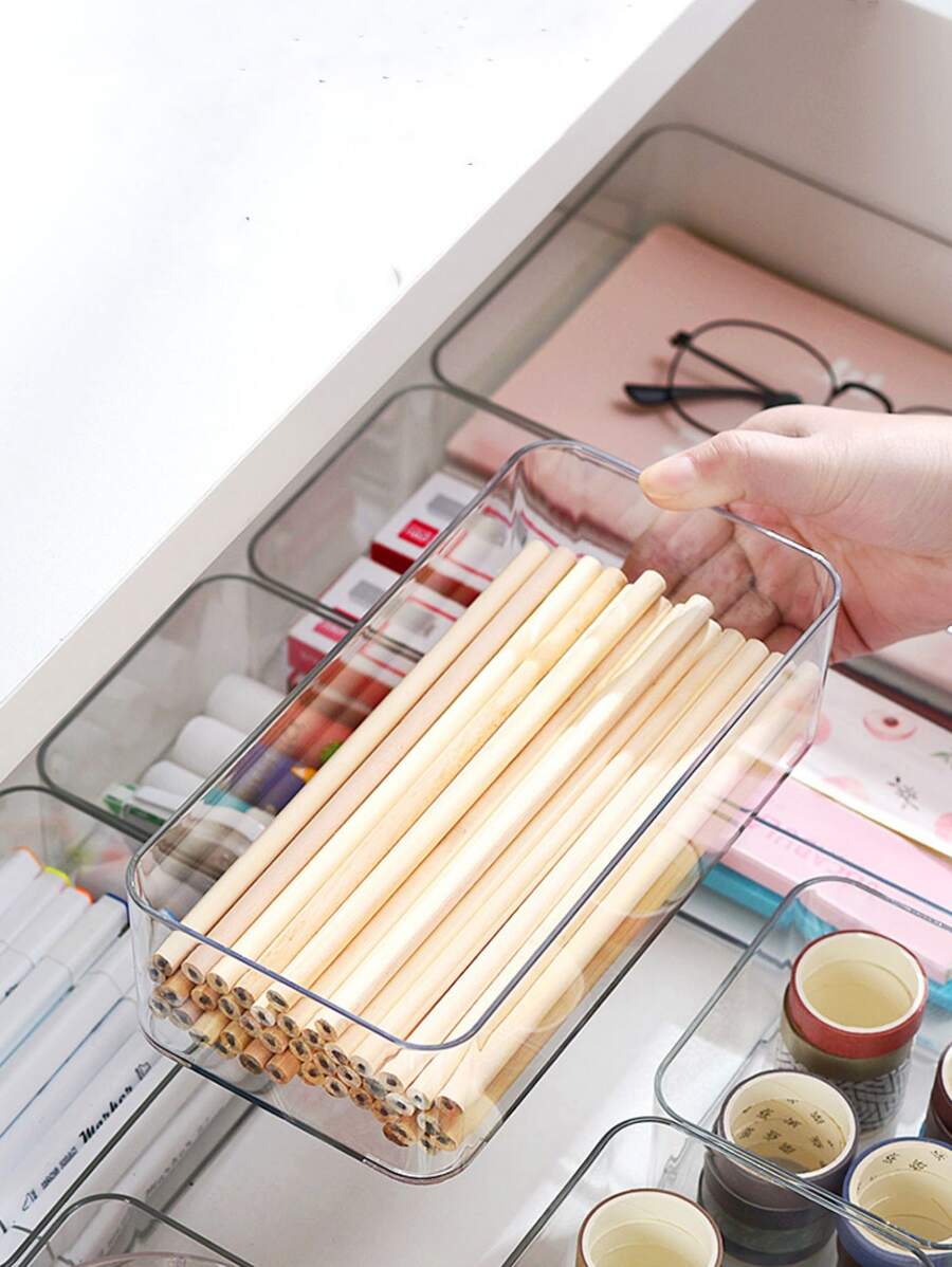 4pcs/5pcs/Set Simple And Clear Drawer Desktop Organizer For Stationery, Pencil, Brush, Learning ...