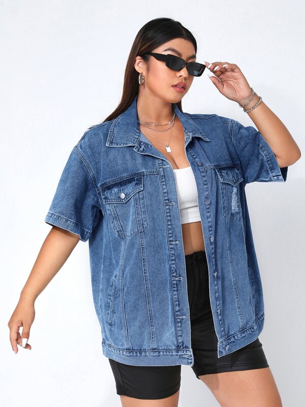 Plus Size Denim Jackets | Fashion Plus Size Denim Jackets | SHEIN USA