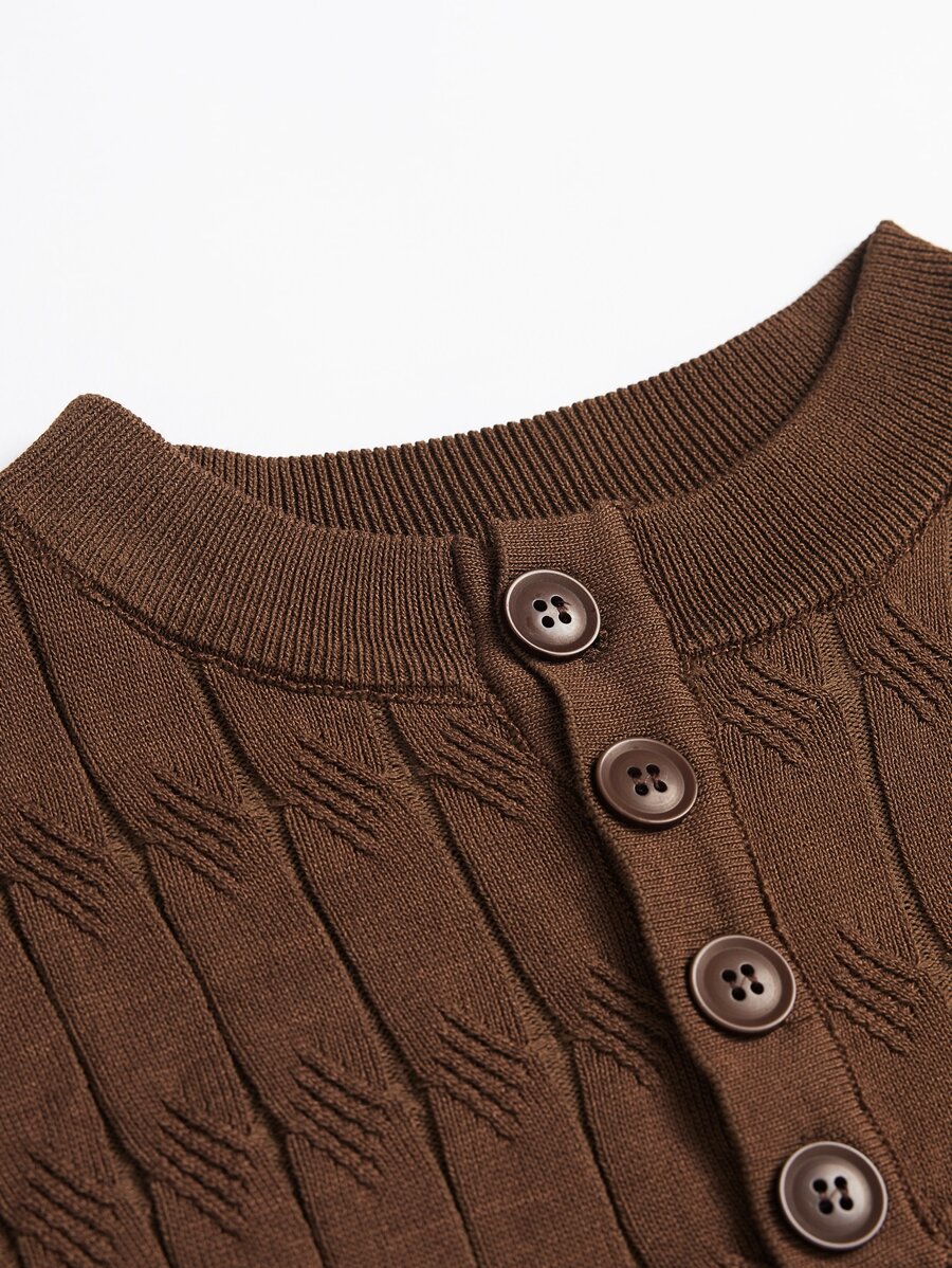 Manfinity Homme Men Solid Half Button Placket Knit Top | SHEIN USA