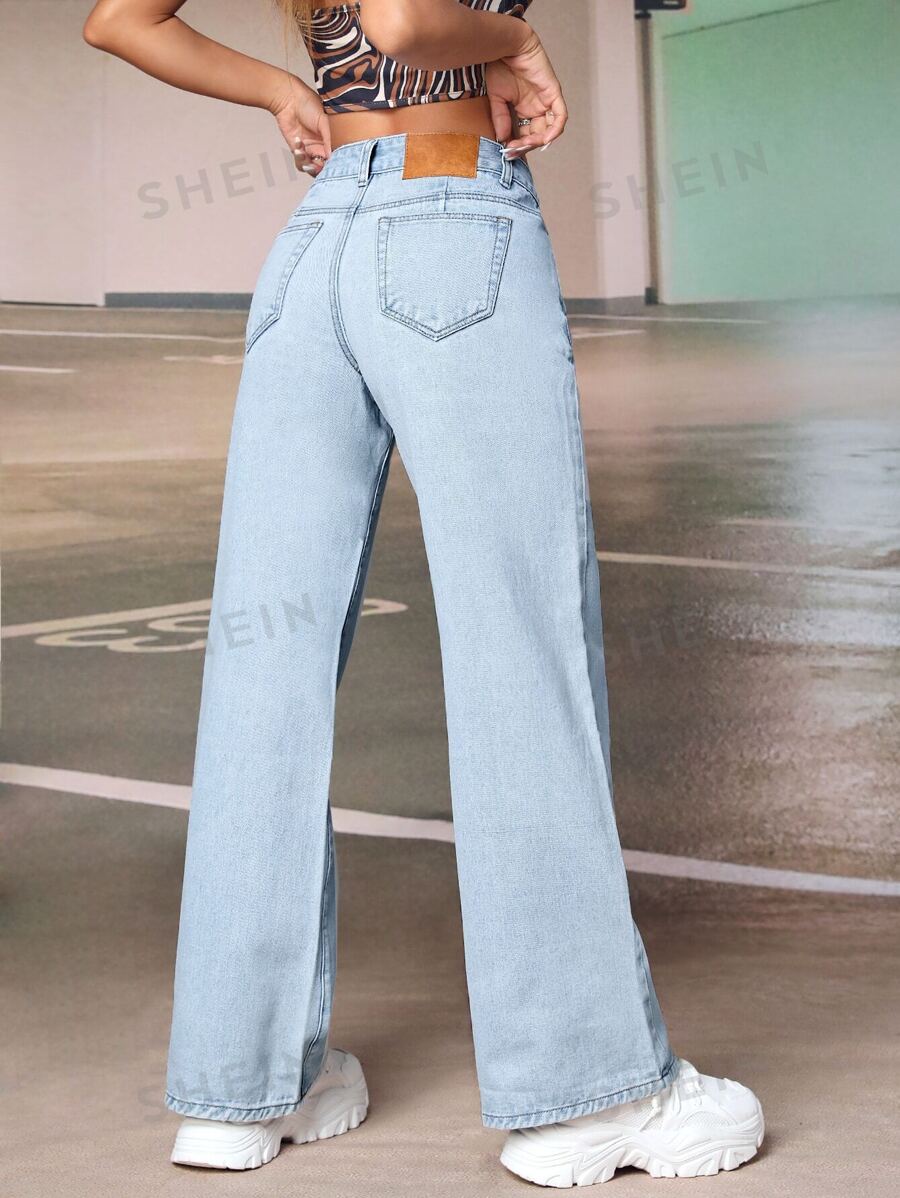 SHEIN ICON Solid Straight Leg Jeans | SHEIN UK