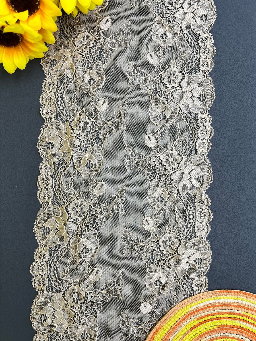 1pc 2M Nylon DIY Webbing Lace, Modern Flower Embroidered Lace Trim For ...