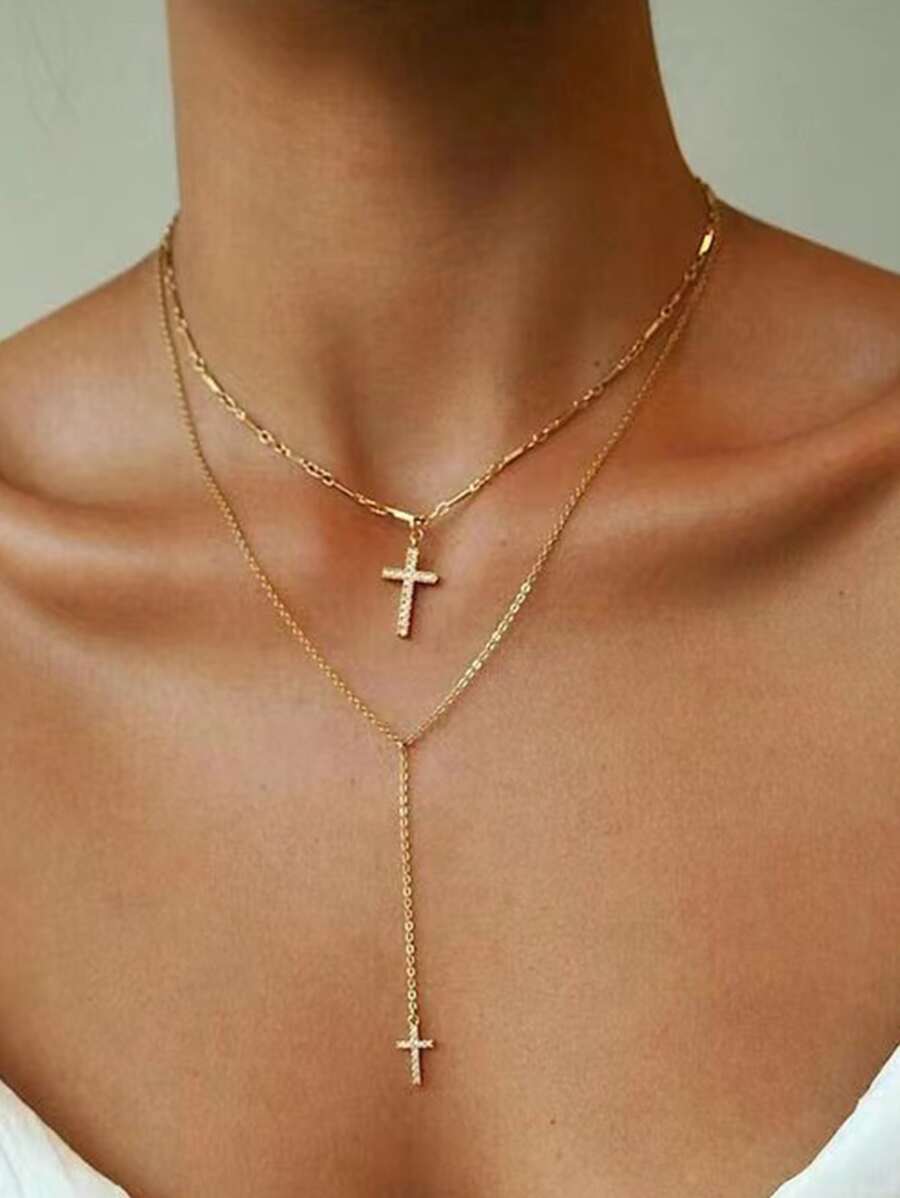 Cross Charm Layered Necklace | SHEIN USA