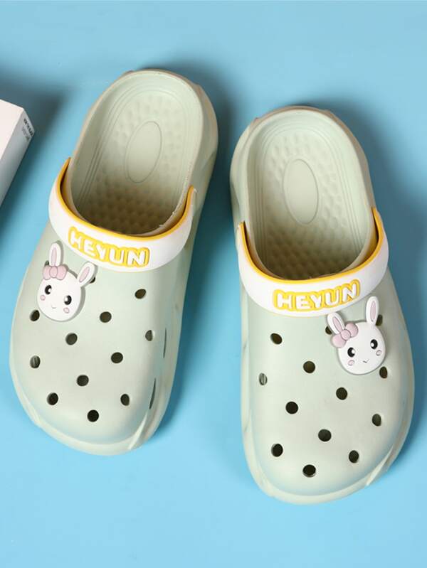 Women Cartoon Rabbit Decor Vented Clogs, Preppy Outdoor EVA Clogs ...