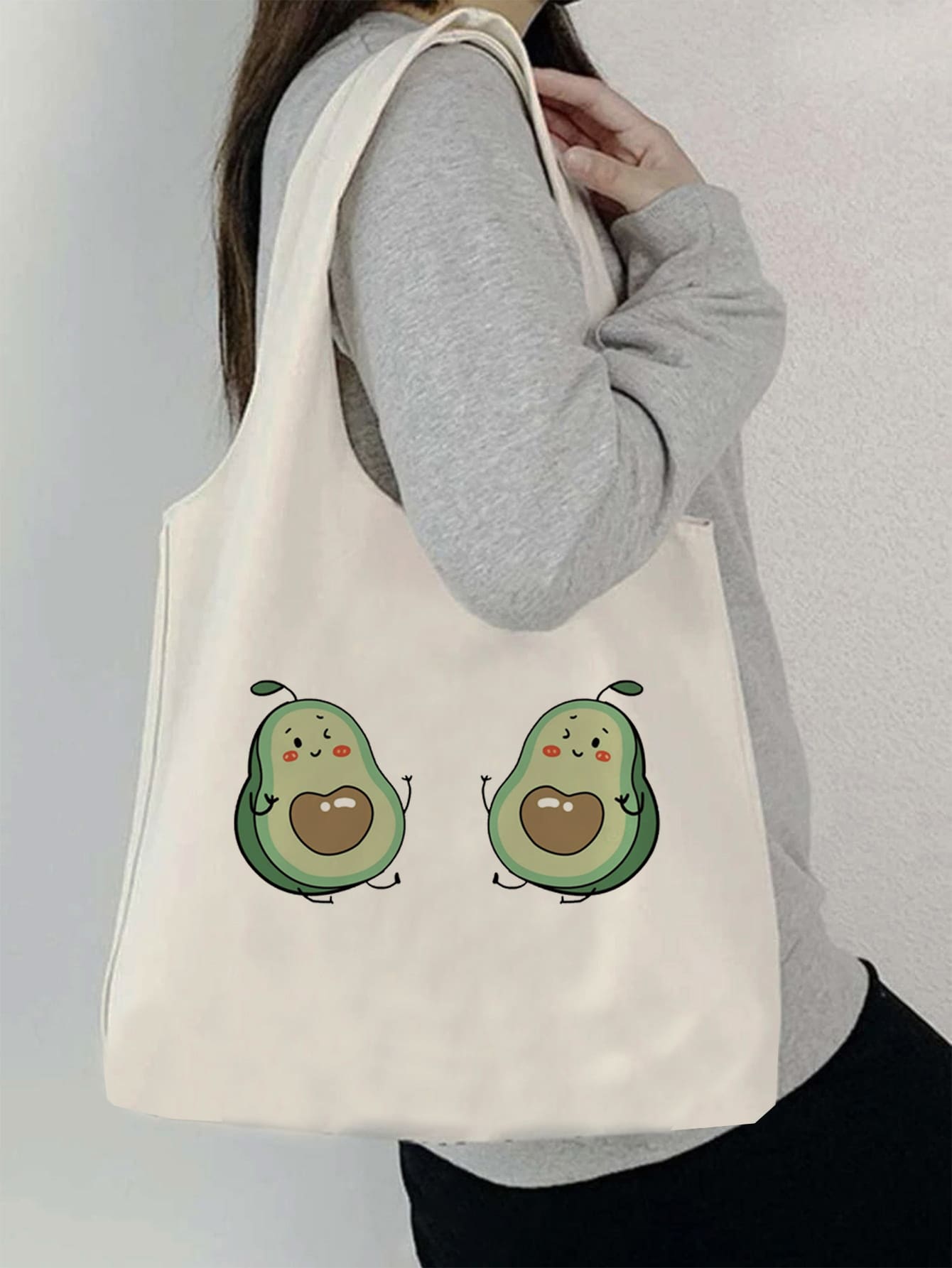 Small Shopper Bag Avocado Graphic Preppy | SHEIN USA