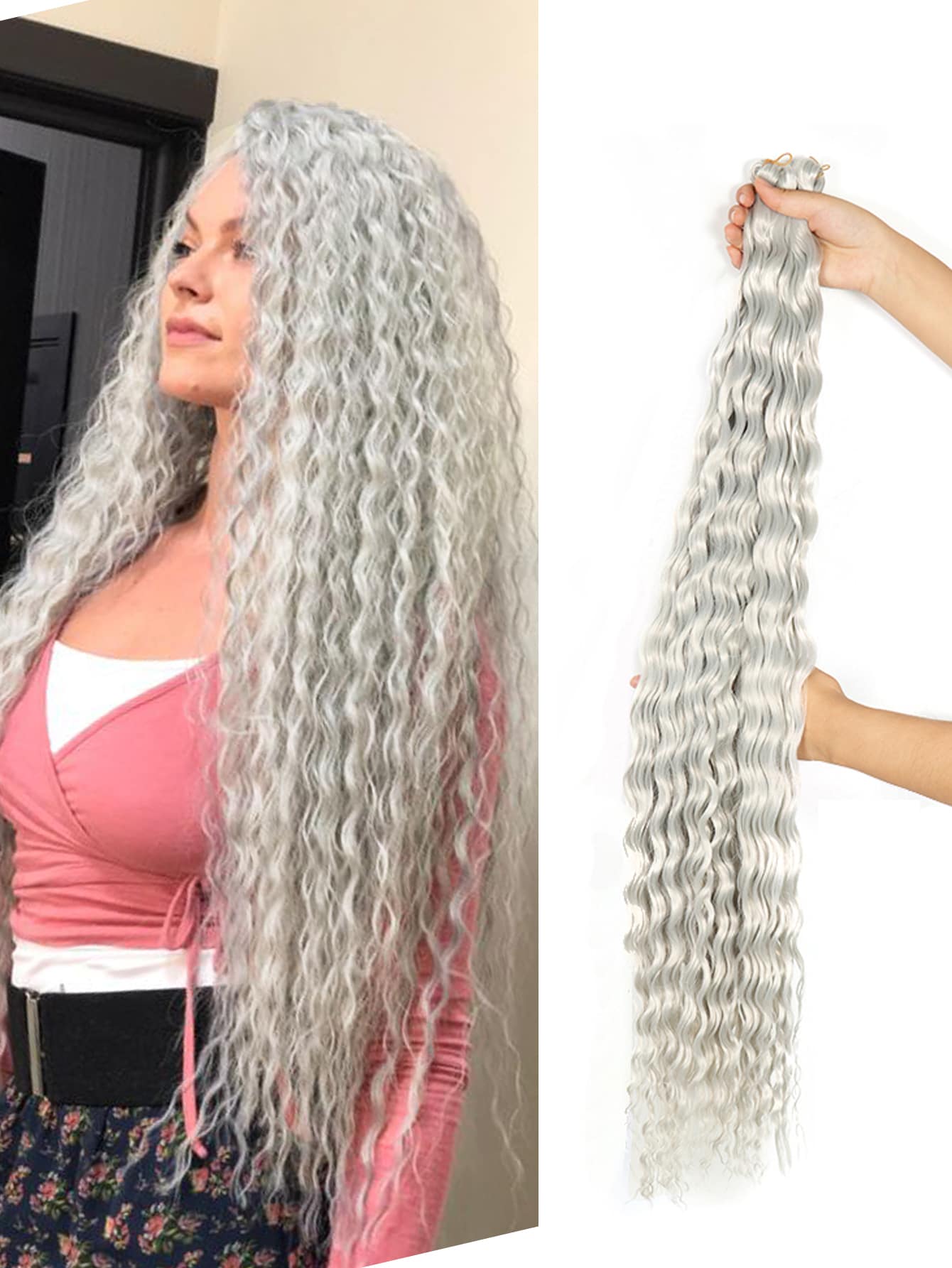 30 Inch Deep Wave Crochet Hair Soft Ocean Wave Braiding Hair Synthetic ...